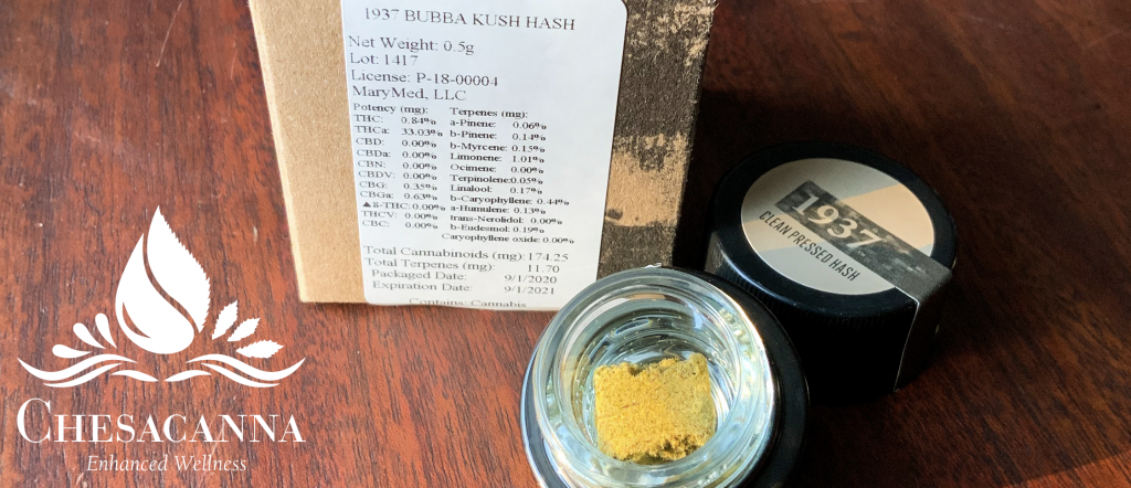 1937 Bubba Kush Clean-Pressed Hash - Chesacanna - Enhanced Wellness